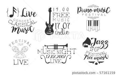 Classical Music Concert Hand Drawn Badges Set,... - Stock Illustration ...