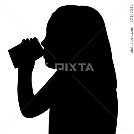girl drinking silhouette vector - Stock Illustration [57161539] - PIXTA
