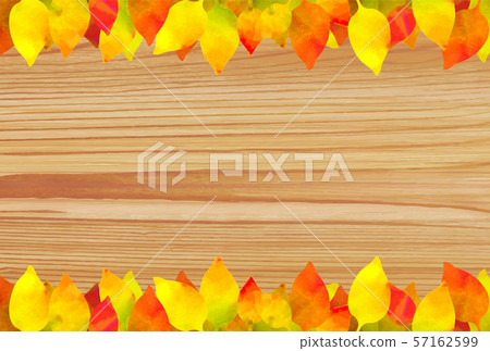 Dead leaves frame wood grain background - Stock Illustration [57162599 ...