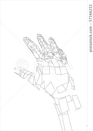 Outline human hand vector. Wire-frame style - Stock Illustration ...