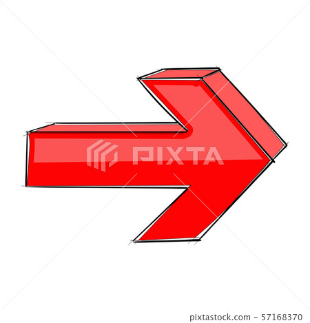 Red Next arrow. Hand drawn sign - Stock Illustration [57168370] - PIXTA