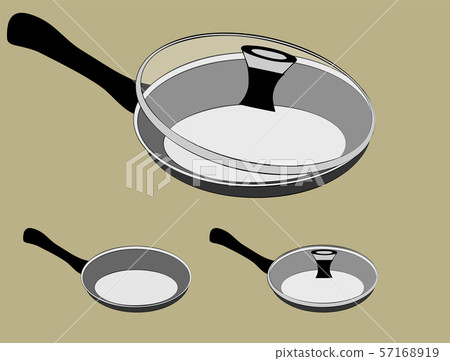 Frying pan vector set with lid - Stock Illustration [57168919] - PIXTA
