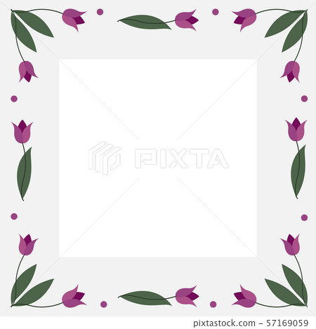Square frame with tulip flowers on a white-插圖素材 [57169059] - PIXTA圖庫