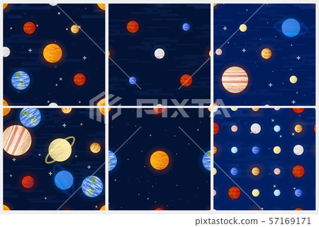 Space print. Seamless vector pattern set.... - Stock Illustration ...