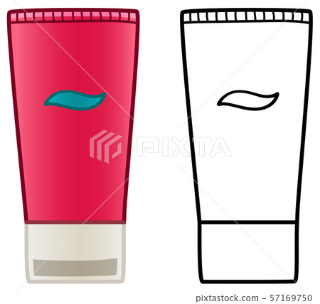 Pink toothpaste tube in colored and line versions - Stock Illustration ...