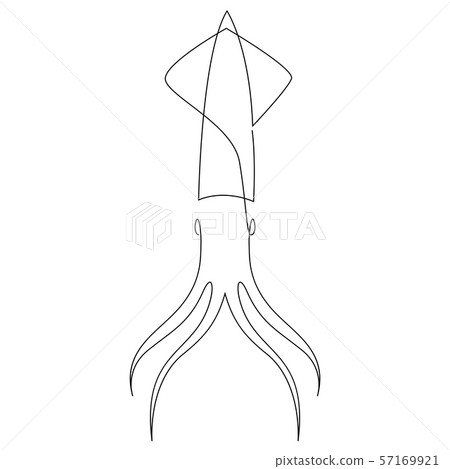 One continuous line drawing of squid for... - Stock Illustration ...