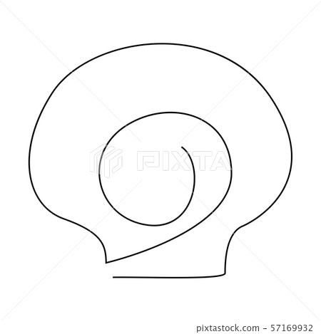 Scallop shell illustration drawn by one line.... - Stock Illustration ...