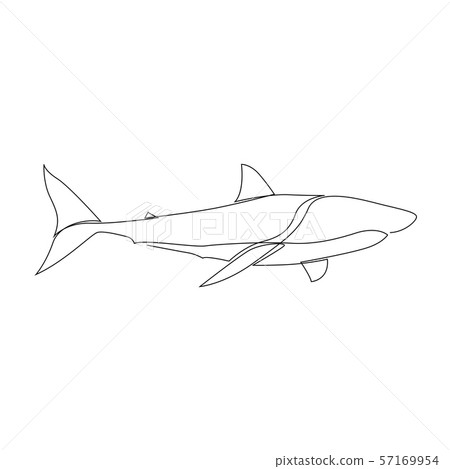 One line shark design silhouette. Logo design.... - Stock Illustration ...