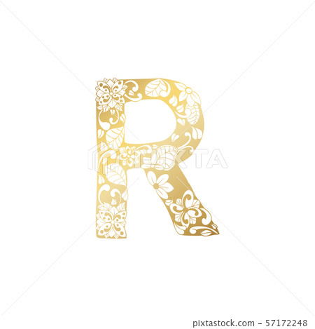 Golden Ornamental Alphabet Letter R Font - Stock Illustration [57172248 ...
