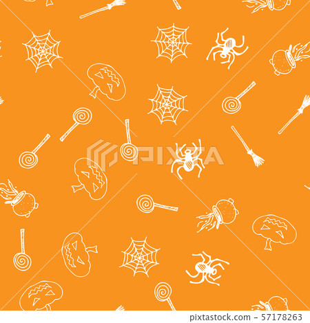 Halloween doodle seamless pattern set isolated on - Stock Illustration ...