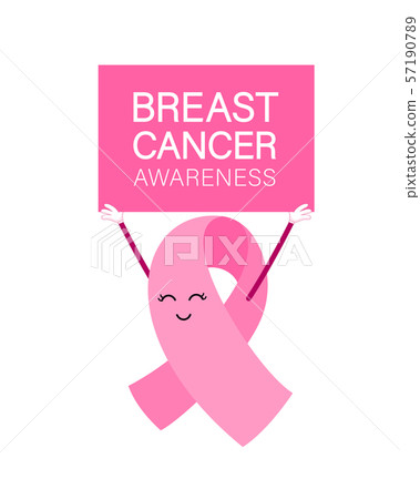 Cartoon pink ribbon character design. - Stock Illustration [57190789 ...