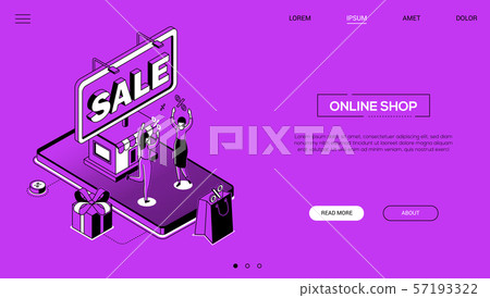 Online shop - line design style isometric web... - Stock Illustration ...