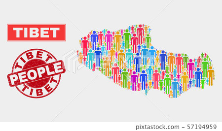 Tibet Map Population Demographics and Corroded... - Stock Illustration ...