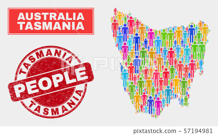 Tasmania Island Map Population Demographics and... - Stock Illustration ...