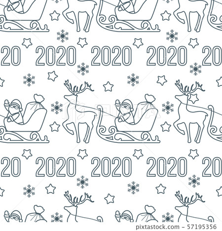 New Year 2020, Merry Christmas seamless pattern - Stock Illustration ...