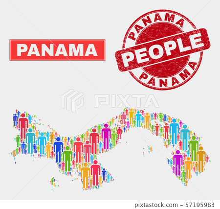 Panama Map Population People and Grunge Stamp - Stock Illustration ...