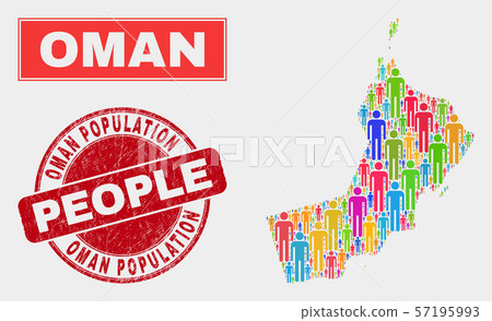 Oman Map Population Demographics and Rubber Seal - Stock Illustration ...