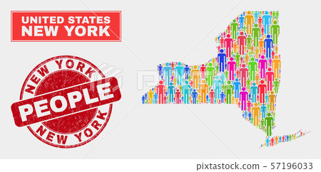 New York State Map Population Demographics and... - Stock Illustration ...