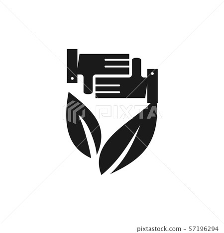 Leaf Commitment Teamwork Together Black Logo - Stock Illustration [57196294] - PIXTA