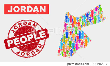 Jordan Map Population Demographics and Grunge... - Stock Illustration ...