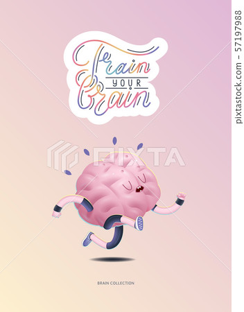 Train your brain poster with lettering, running - Stock Illustration ...
