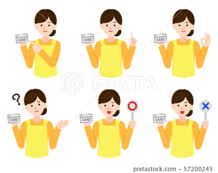 Housewife card with simple illustration set... - Stock Illustration ...