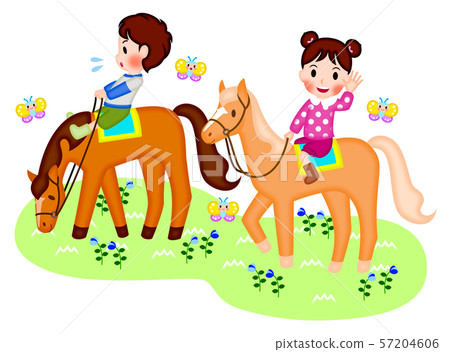 Illustration [Riding, Children] - Stock Illustration [57204606] - PIXTA