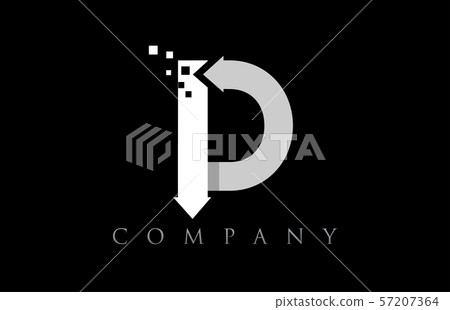 D white black alphabet letter logo company icon - Stock Illustration ...