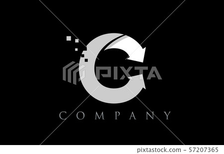 C white black alphabet letter logo company icon - Stock Illustration ...