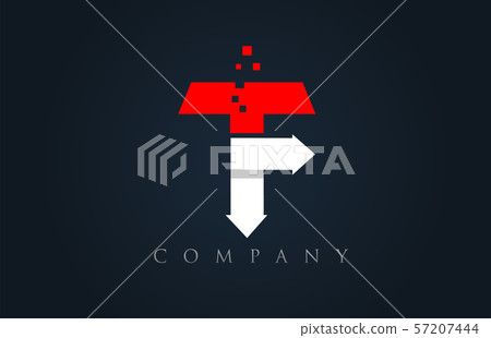 T red white blue alphabet letter logo company icon - Stock Illustration ...