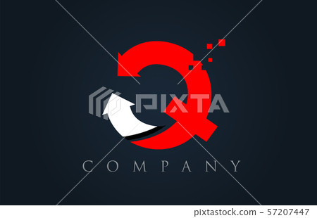 Q red white blue alphabet letter logo company icon - Stock Illustration ...