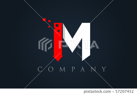M red white blue alphabet letter logo company icon - Stock Illustration ...