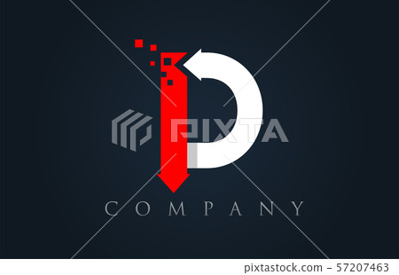 D red white blue alphabet letter logo company icon - Stock Illustration ...