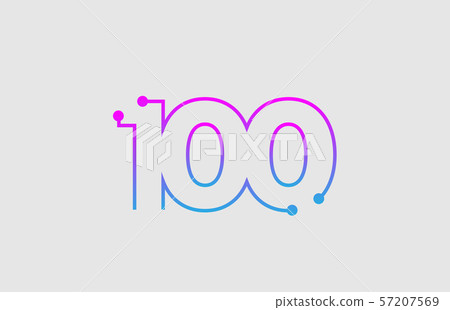 number 100 logo design with colors pink and blue - Stock Illustration ...