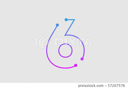 number 6 logo design with colors pink and blue - Stock Illustration ...