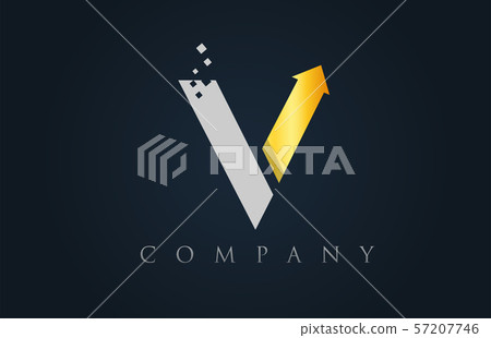 V grey yellow gold blue alphabet letter logo - Stock Illustration ...