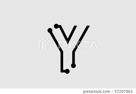 Y letter alphabet logo design with line and dots - Stock Illustration ...