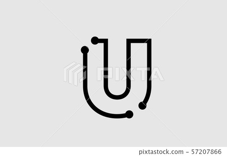 U letter alphabet logo design with line and dots - Stock Illustration ...