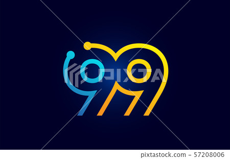 number 99 in blue and orange color for logo icon - Stock Illustration ...