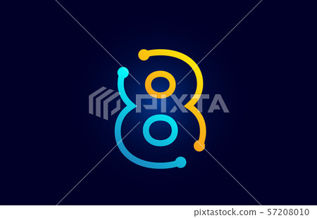 number 8 in blue and orange color for logo icon - Stock Illustration ...