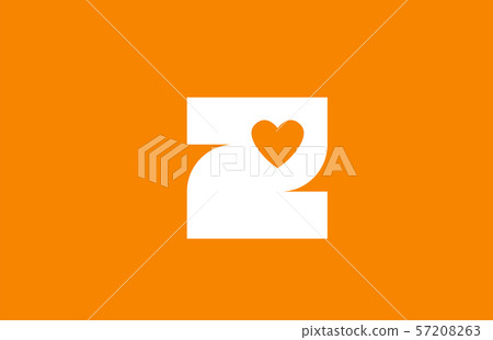 love heart orange white alphabet letter z for - Stock Illustration ...