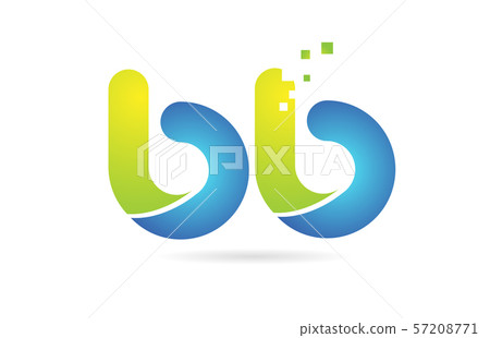 bb b b blue green combination alphabet letter logo - Stock Illustration ...