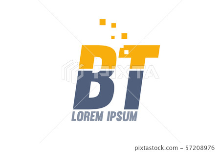 yellow blue BT B T alphabet letter logo company - Stock Illustration ...