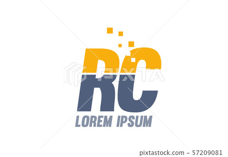 yellow blue RC R C alphabet letter logo company - Stock Illustration ...