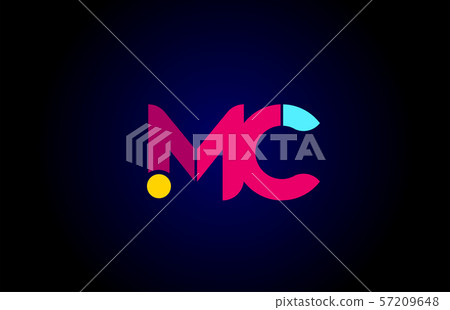 pink blue alphabet letter MC M C combination for - Stock Illustration ...
