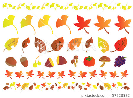 Autumn motif set material - Stock Illustration [57228582] - PIXTA