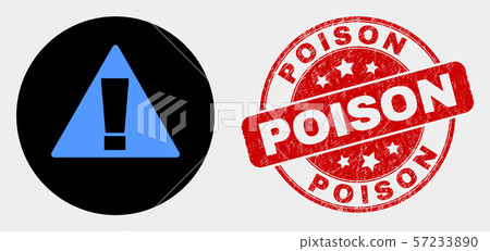 Vector Warning Icon and Grunge Poison Stamp Seal - Stock Illustration ...