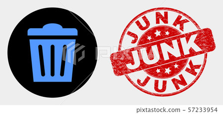 Vector Trashcan Icon and Grunge Junk Stamp - Stock Illustration ...