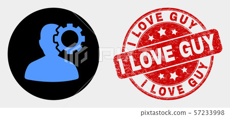 Vector User Options Gear Icon and Grunge I Love... - Stock Illustration ...
