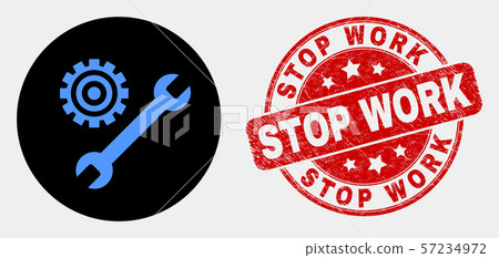 Vector Repair Tools Icon and Grunge Stop Work... - Stock Illustration ...